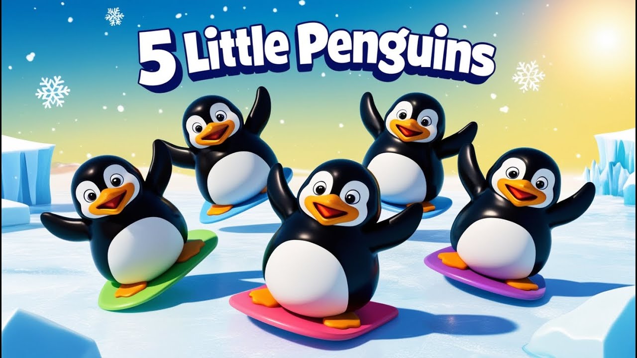 🎶 5 Little Penguins Song | Kids Song | Nursery Rhymes for Kids | Sing ...
