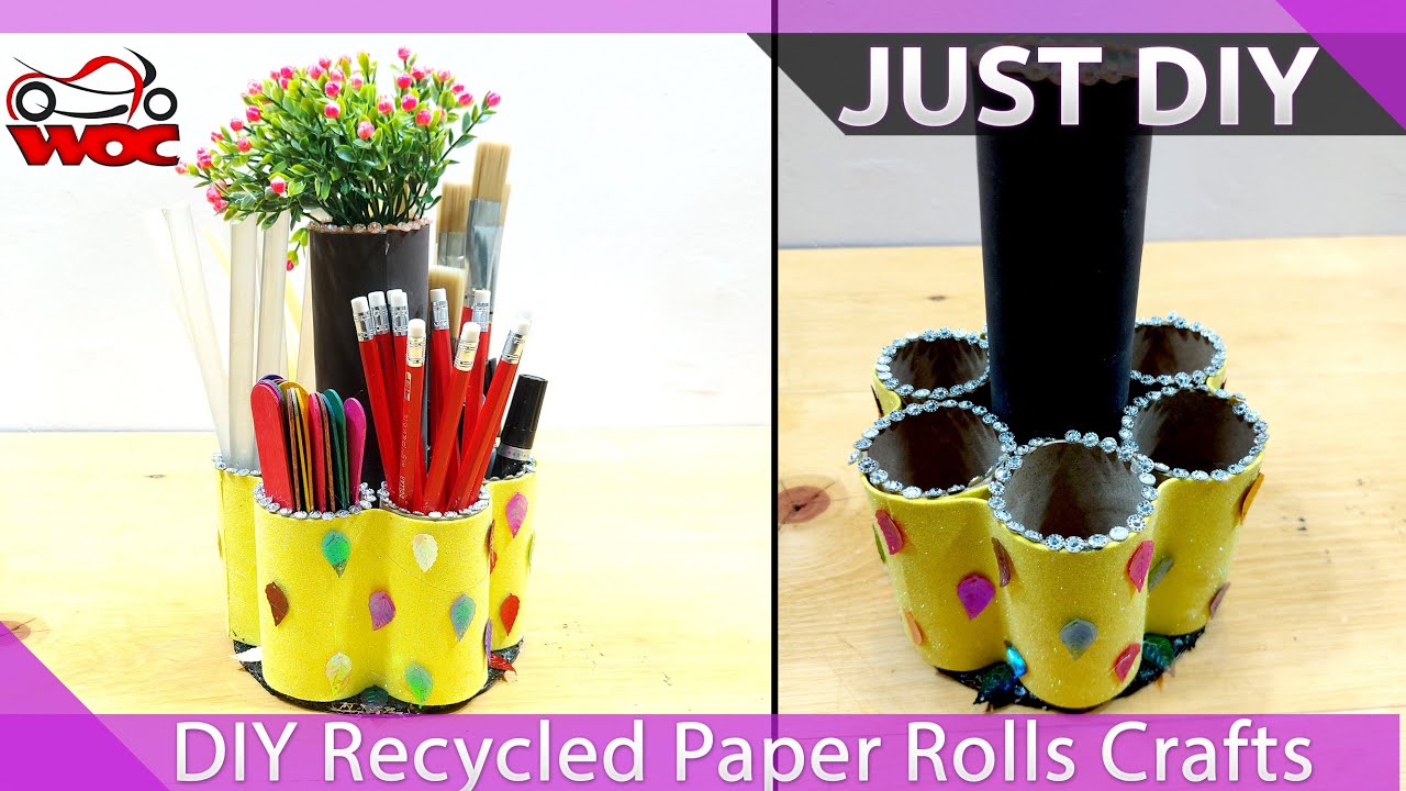 How to Make Desk Organizer Pen Holder out of Empty Toilet Paper Rolls ...