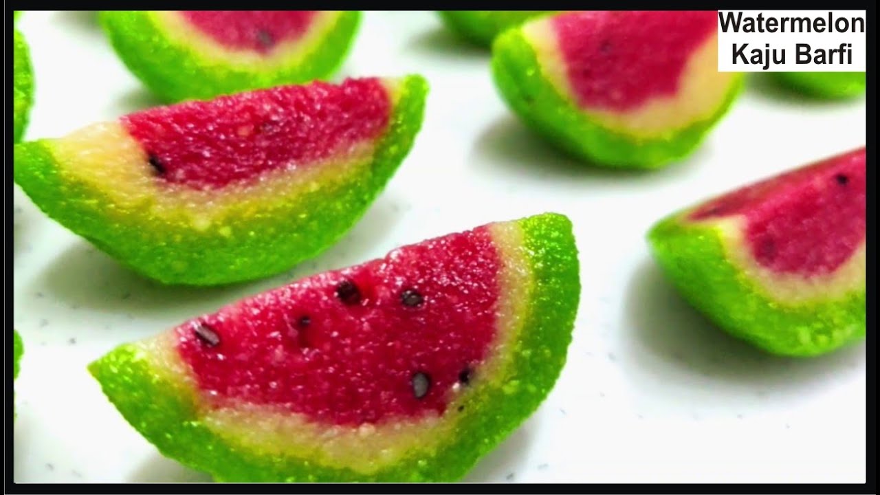 Watermelon kaju barfi //kaju katli // kaju barfi //Cashew fudge ...