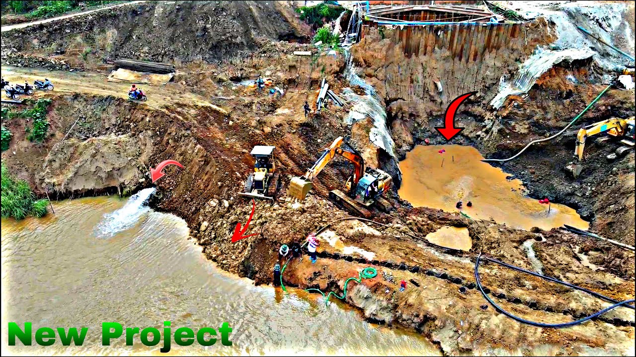 Greatest Teamwork! Working Much Harder To Block Water Hole By putting ...