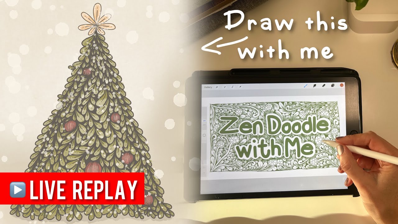 Easy Zen Doodle Christmas Tree - Slow down and relax (1.5 hr) - YouTube