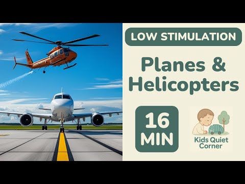 LOW STIMULATION Planes and Helicopters ✈️ for Toddlers! 🐄 16 Mins Calm Action | Kids Quiet Corner