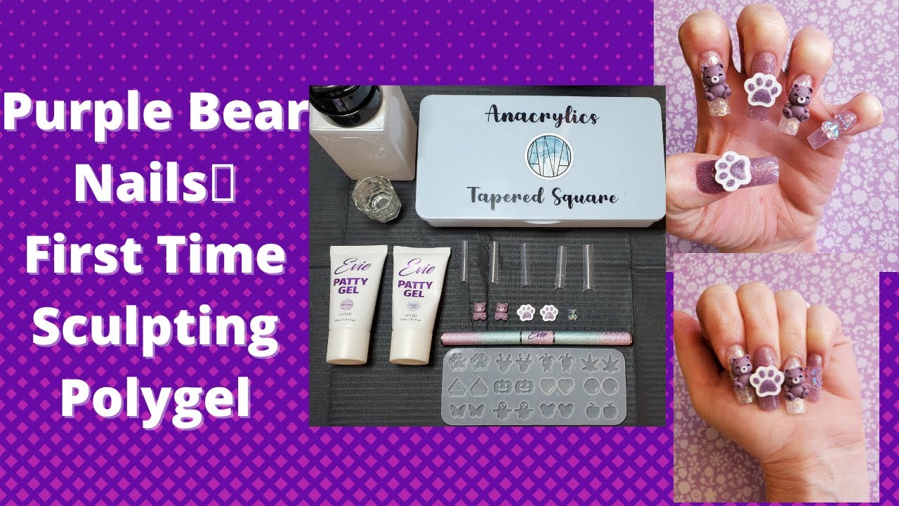 Purple Bear Polygel Nails | First Time Sculpting Polygel | Using Patty ...