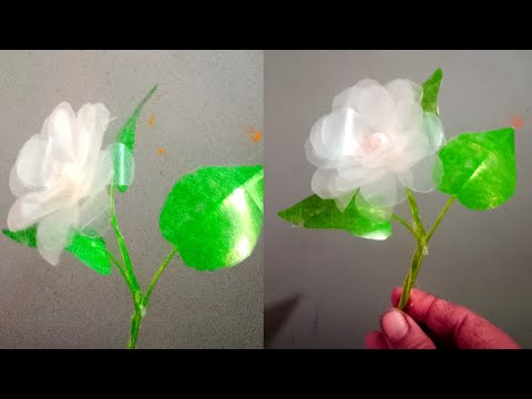 🌺 How to make Polithin Flower 🌺 Best Easy Craft with Polithin 🌺 Rose ...