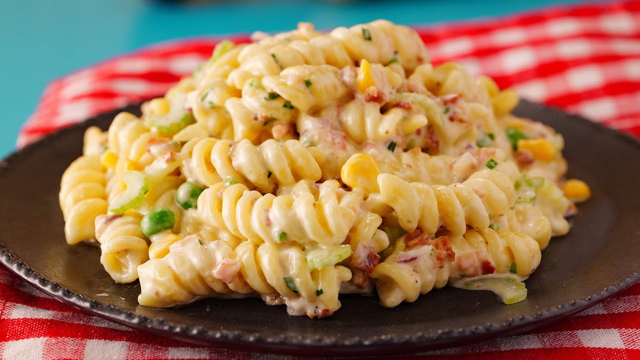 Pasta con bacon y mayonesa casera - Deliciosas - YouTube