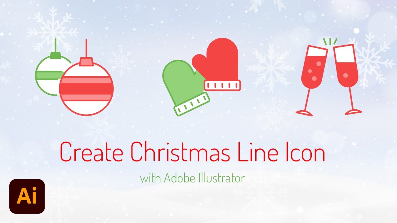 Create Christmas Line Icon with Adobe Illustrator - YouTube