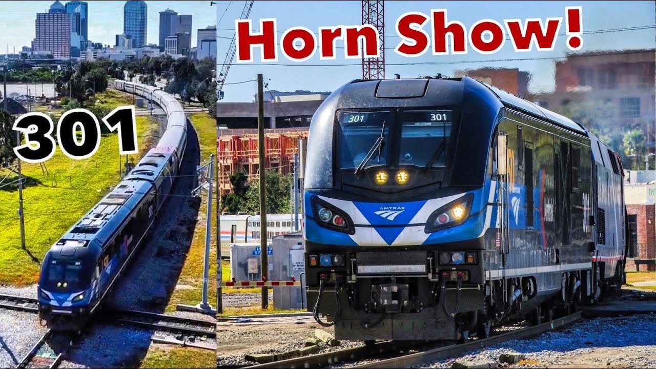 Amtrak 301 Horn Show on Floridian in Tampa! - YouTube