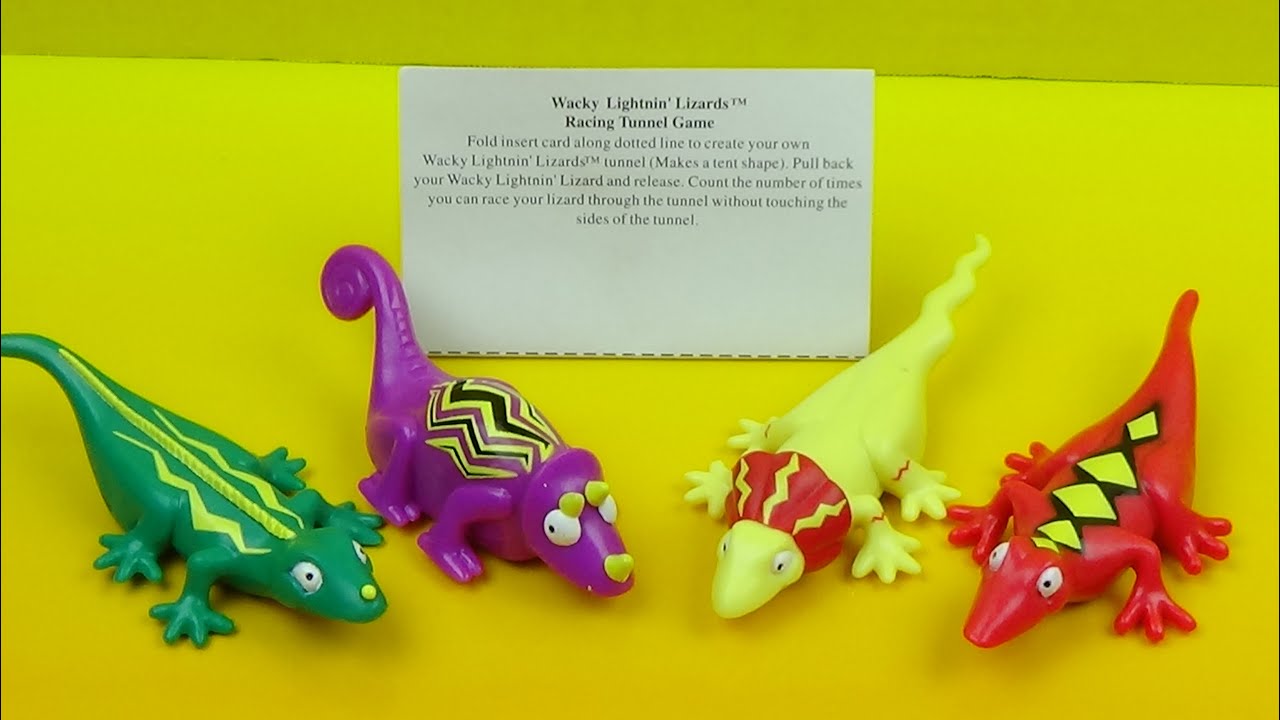 1998 SONIC DRIVE THRU LIGHTNING LIZARDS WACKY PACK SET OF 4 TOYS VIDEO ...