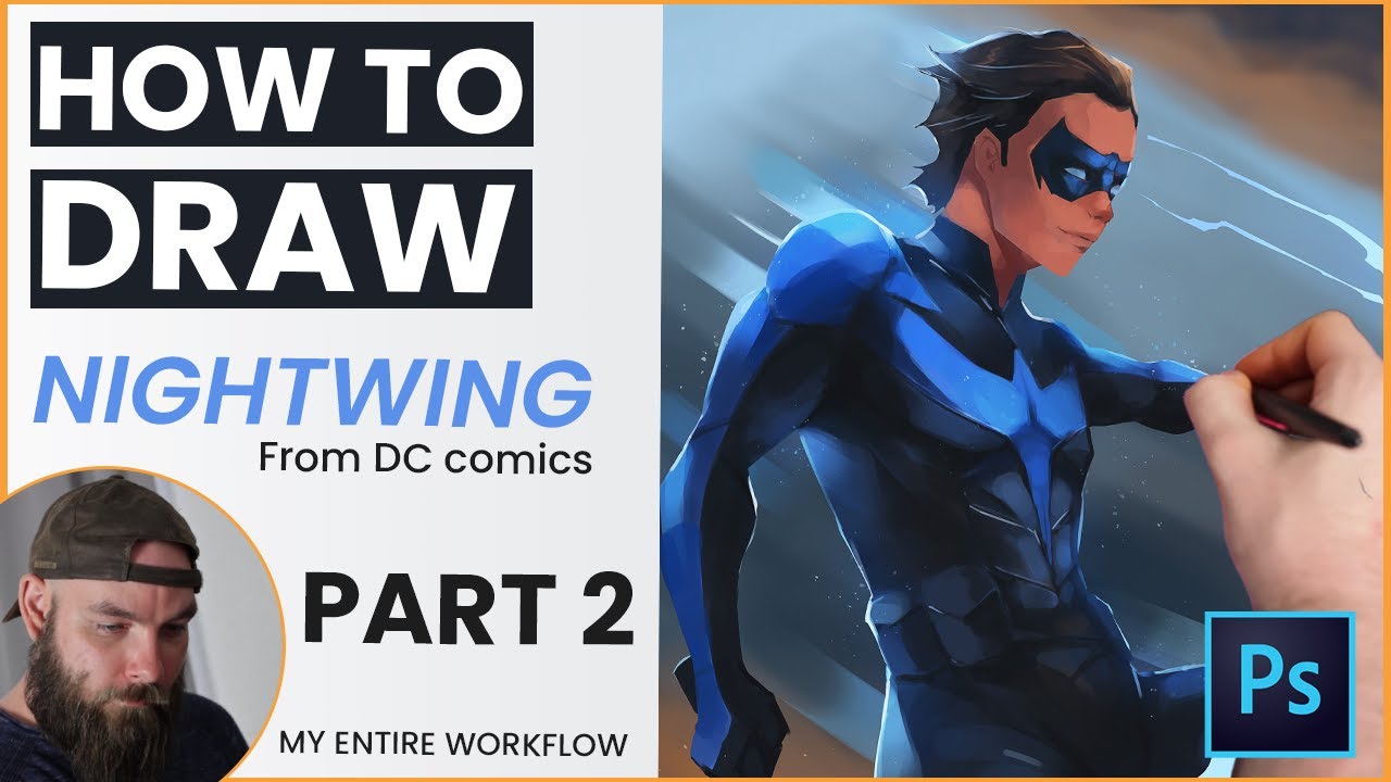 How To Draw Nightwing Part 2 | Fanart Illustration Process - YouTube