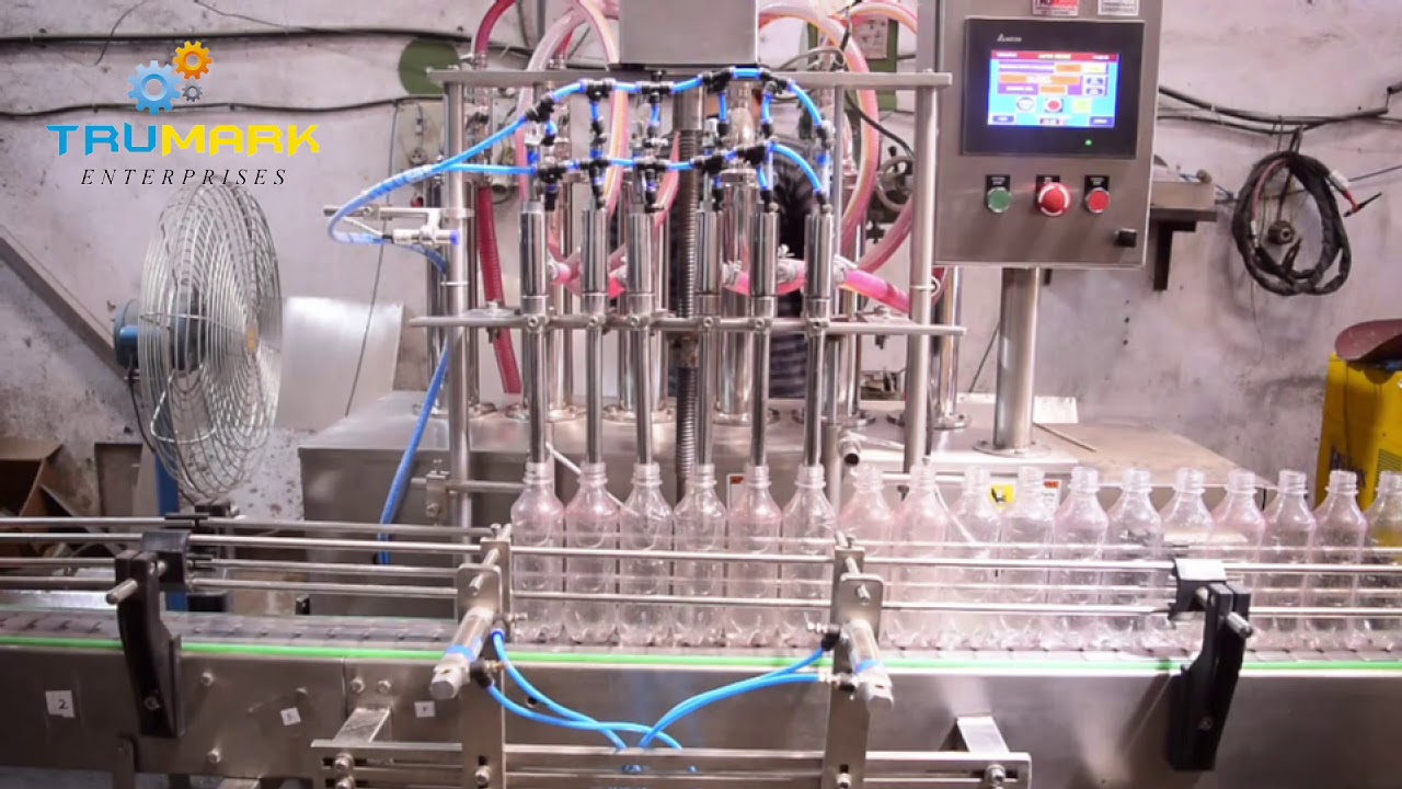 Automatic 6 Head floor cleaner ,phenol Filling Machine - YouTube