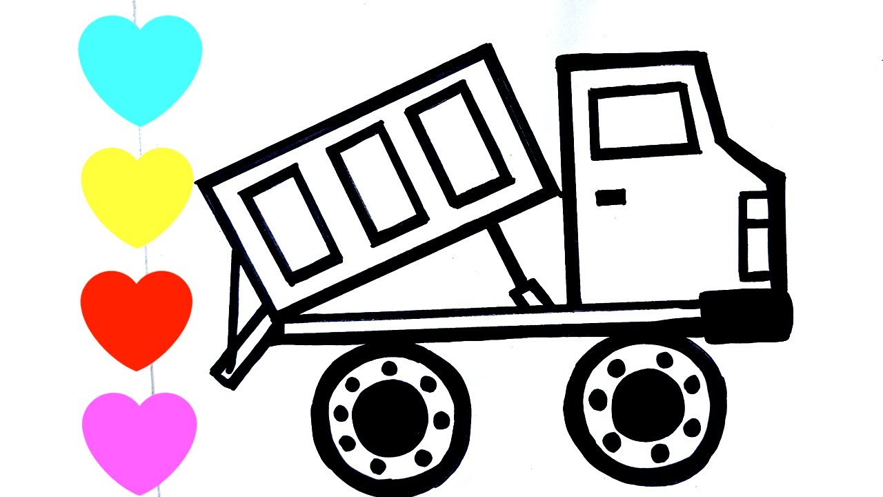 Dumper Drawing, Painting, coloring for kids and toddlers - YouTube