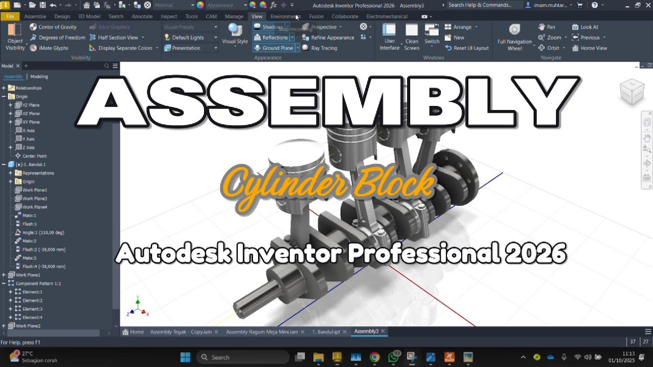 Assembly Cylinder Block - Cylinder Block Autodesk Inventor Professional ...