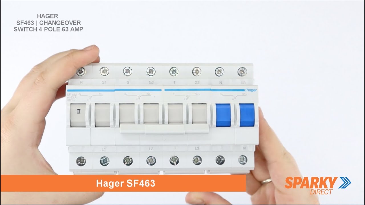 HAGER SF463 | CHANGEOVER SWITCH 4 POLE 63 AMP - YouTube