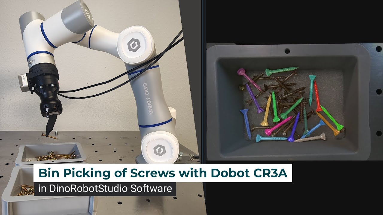 Bin Picking of Screws with Dobot CR3A in DinoRobotStudio Software - YouTube