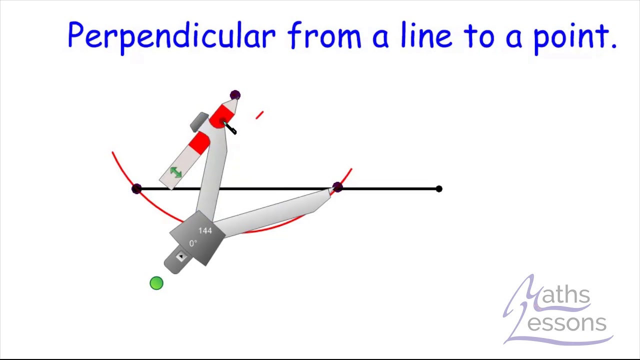 How to construct a Perpendicular from a line to a point GCSE IGCSE ...