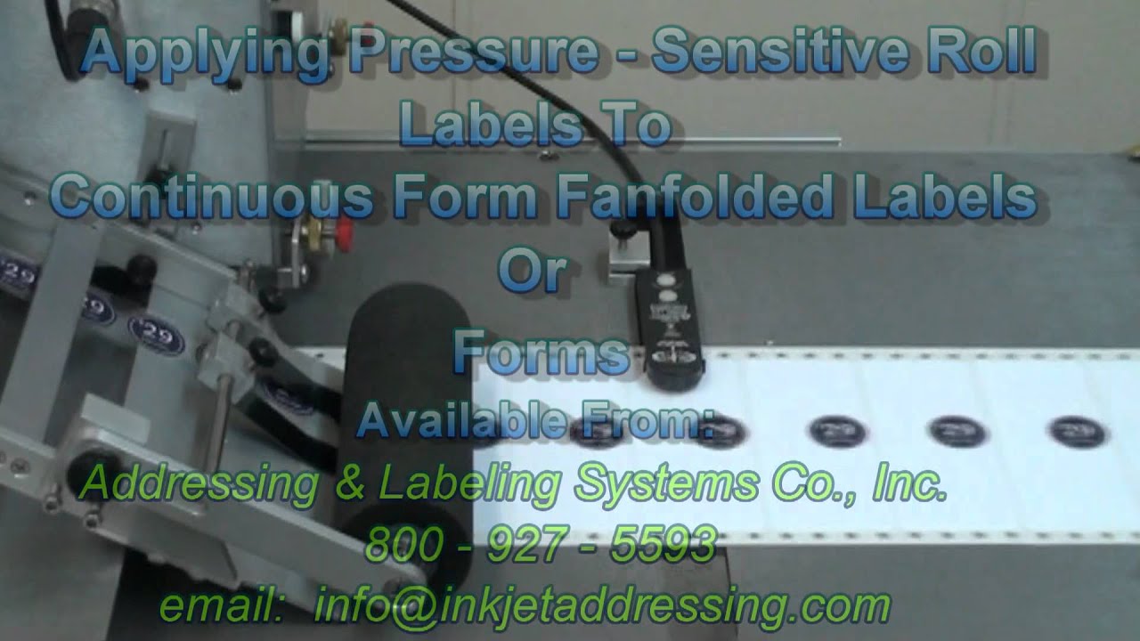 Applying roll fed labels onto pin-fed labels or continuous forms - YouTube
