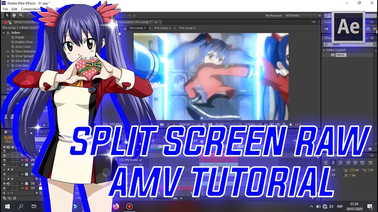 SPLIT SCREEN RAW/DADDY TUTORIAL AMV - AFTER EFFECT - YouTube