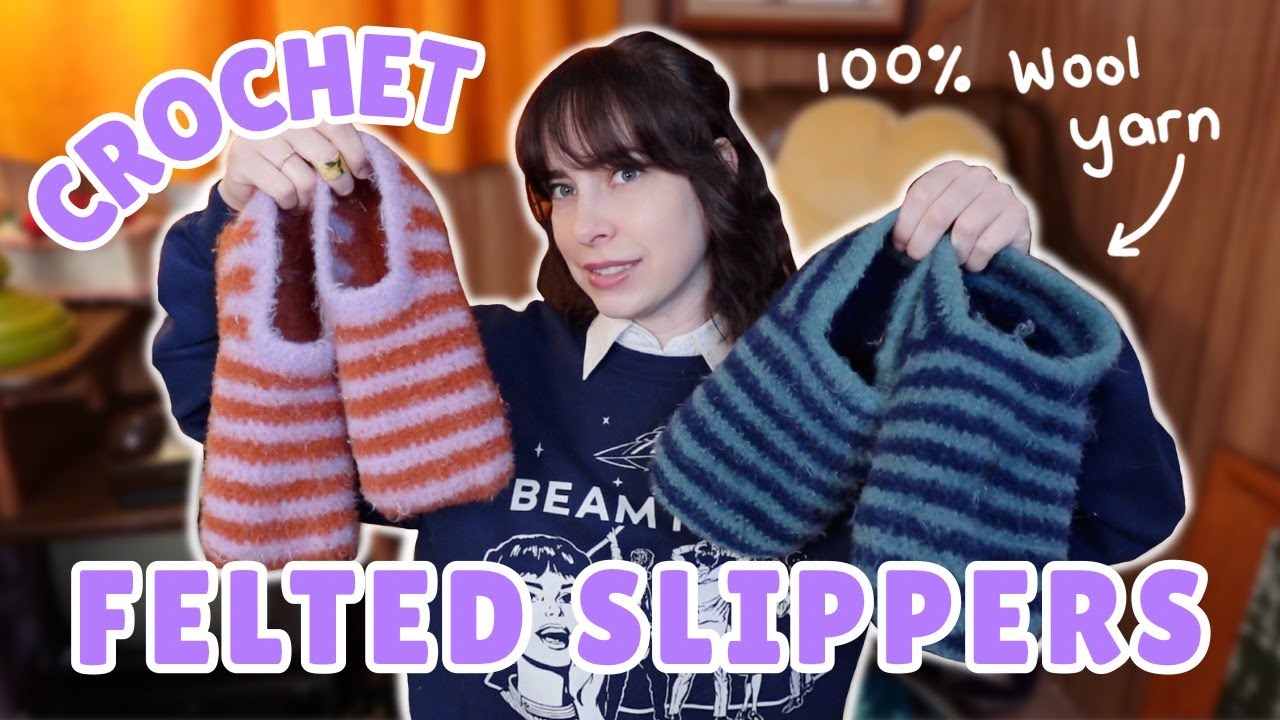 CROCHETING the viral FELTED SLIPPERS *i ended up making 2 pairs 😬 ...