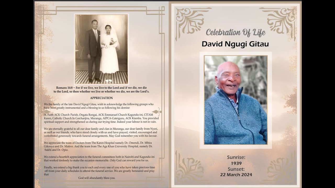 A CELEBRATION OF LIFE OF THE LATE DAVID NGUGI GITAU { 1939 -2024 } - YouTube