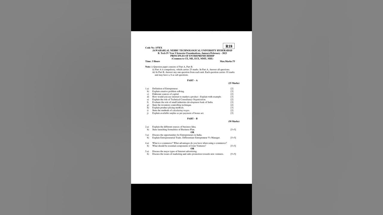 B-TECH JNTUH| R18 | CSE|MMT|ME|ECE|MIE| PRINCIPLES OF ENTREPRENEURSHIP ...