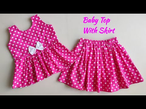 Stylish Baby Top With Baby Skirt Cutting and Stitching