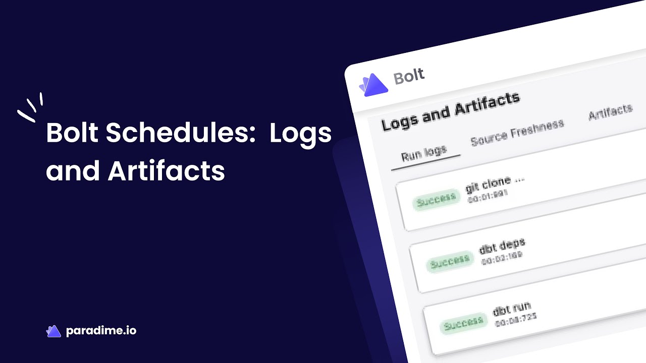 Bolt Schedules | Logs and Artifacts - YouTube