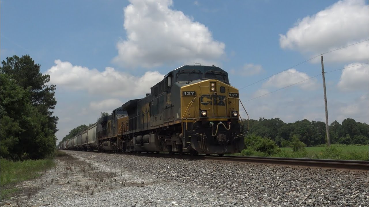 CSX 127 leads M221-15 south into Hatley, GA - YouTube