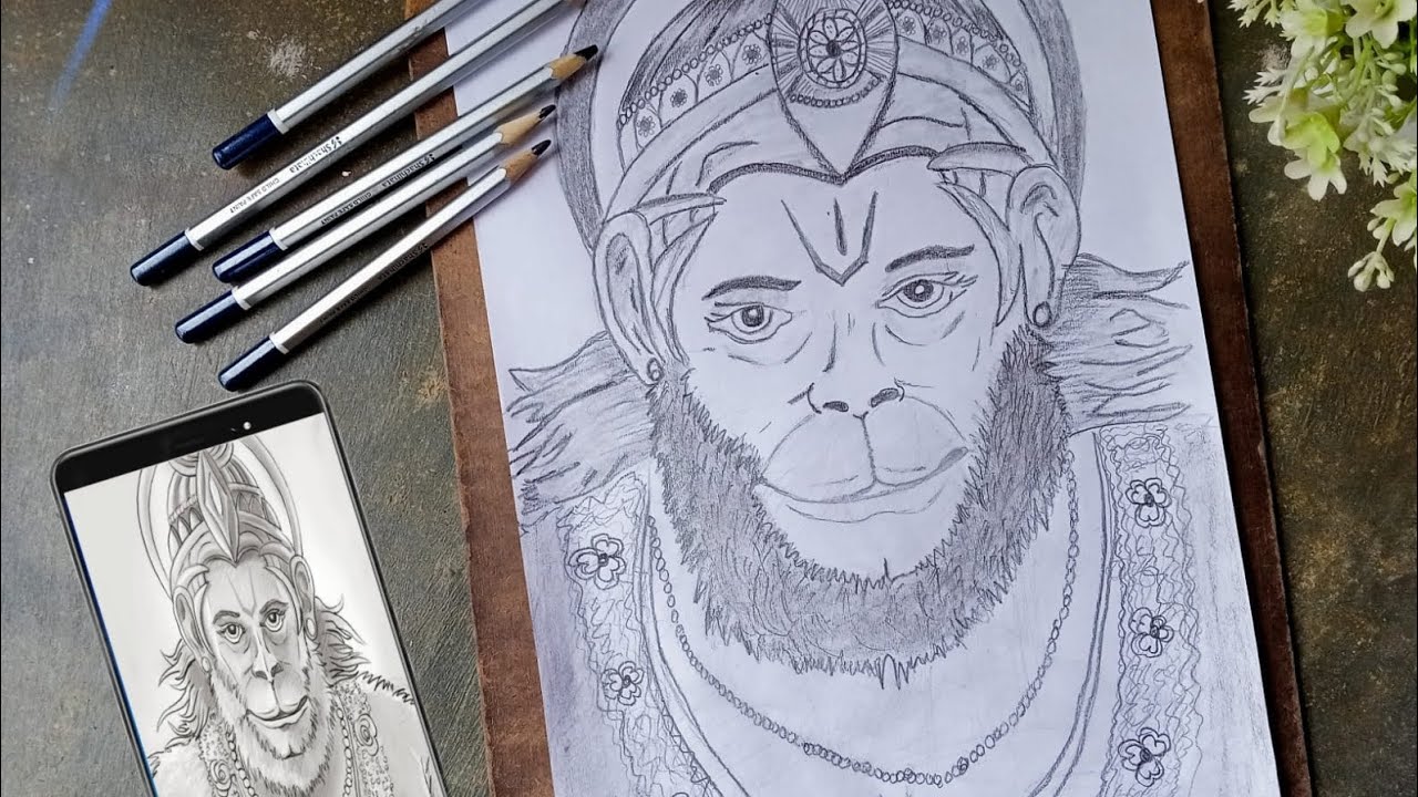 How to draw Bhagwan shri Hanumanji drawing/ bajarangi drawing step by ...