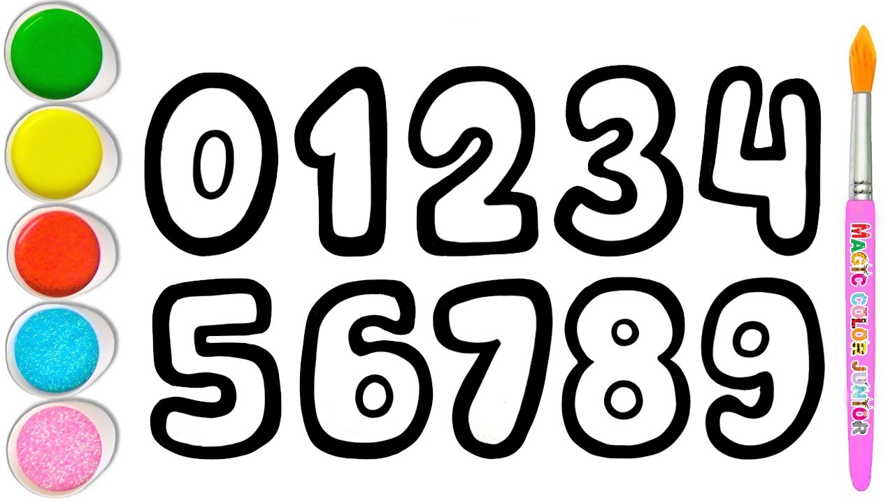 ( Numbers ) Drawing And Coloring Counting Numbers 0-9 - YouTube
