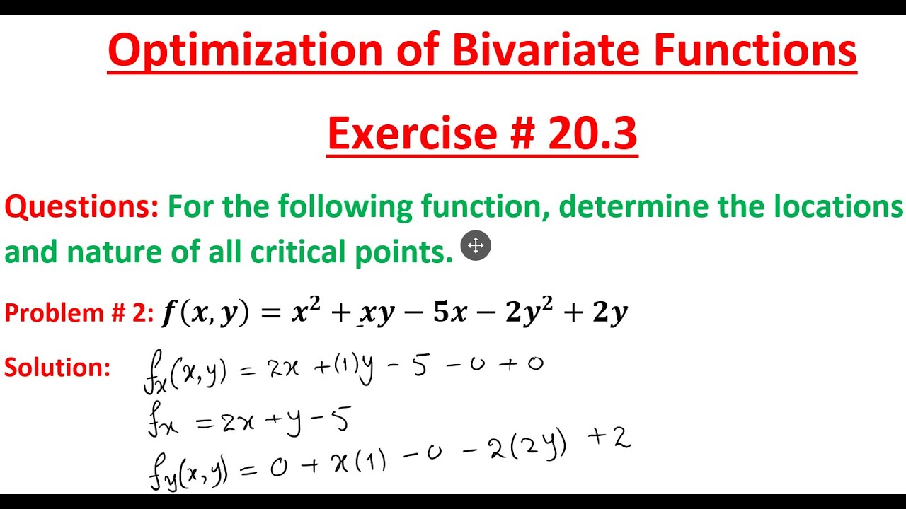 Business Math BB|MBA Ex # 20.3 Q # 2 Optimization of Bivariate ...