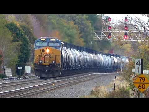 2 Big CSX Trains Meet! Big Freight Train w DPU Alright! Big NS Freight Train! Heritage Units ...
