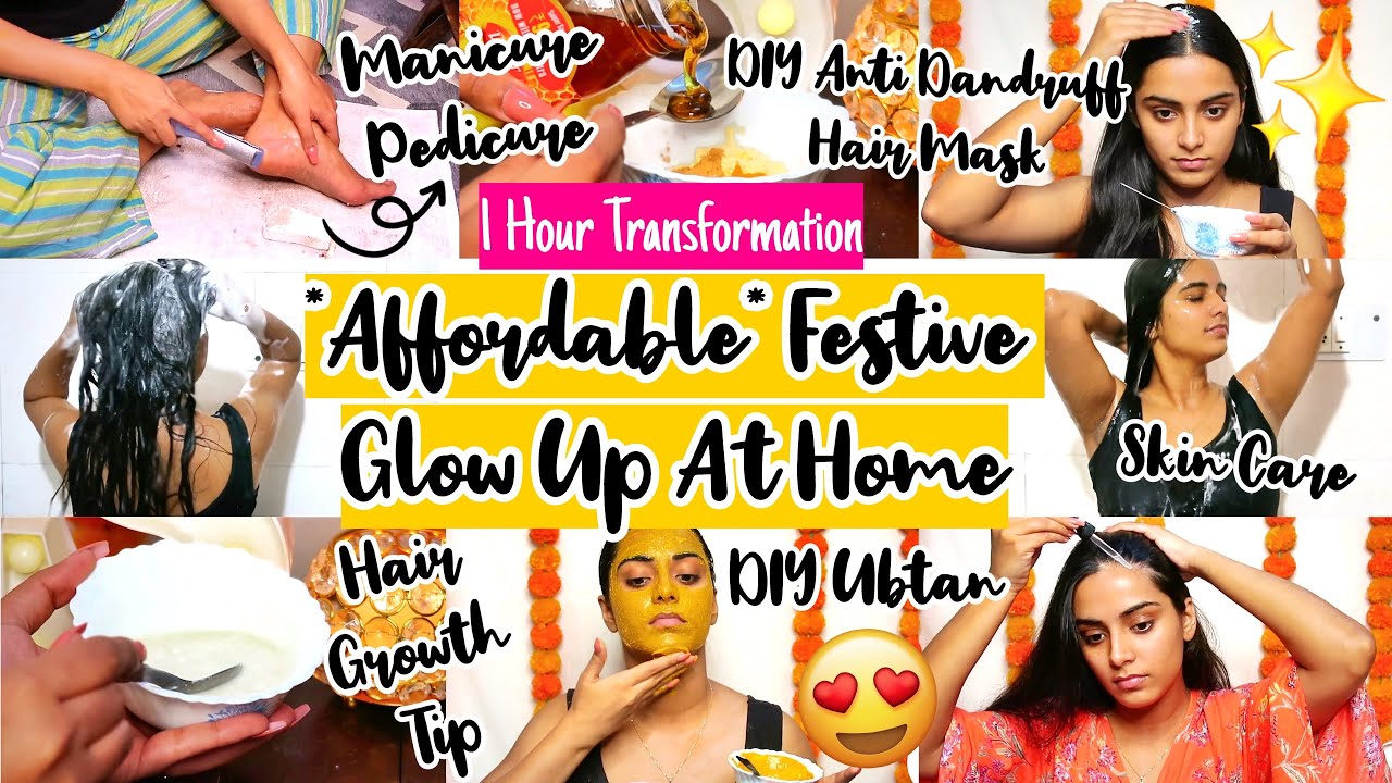 *EXTREMELY AFFORDABLE* Quick Festive Glow Up At Home | 1 Hour ...