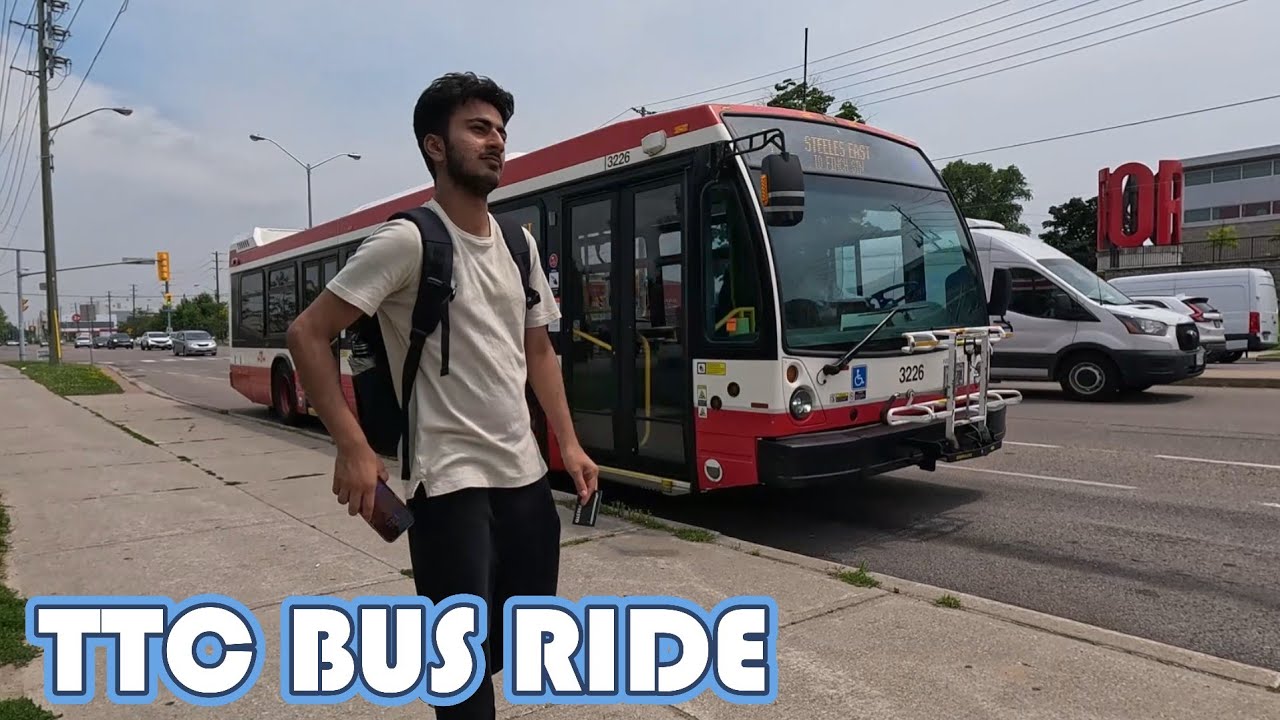 TTC 53 Bus Ride on Steeles Avenue East from Markham Rd to Leslie Street ...