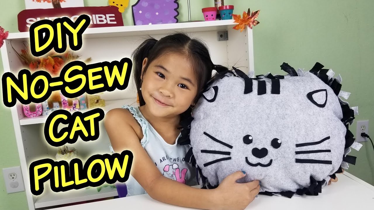 DIY No-Sew Cat Face Pillow | No-Sew Kitty Cusion Tutorial | How to Make ...