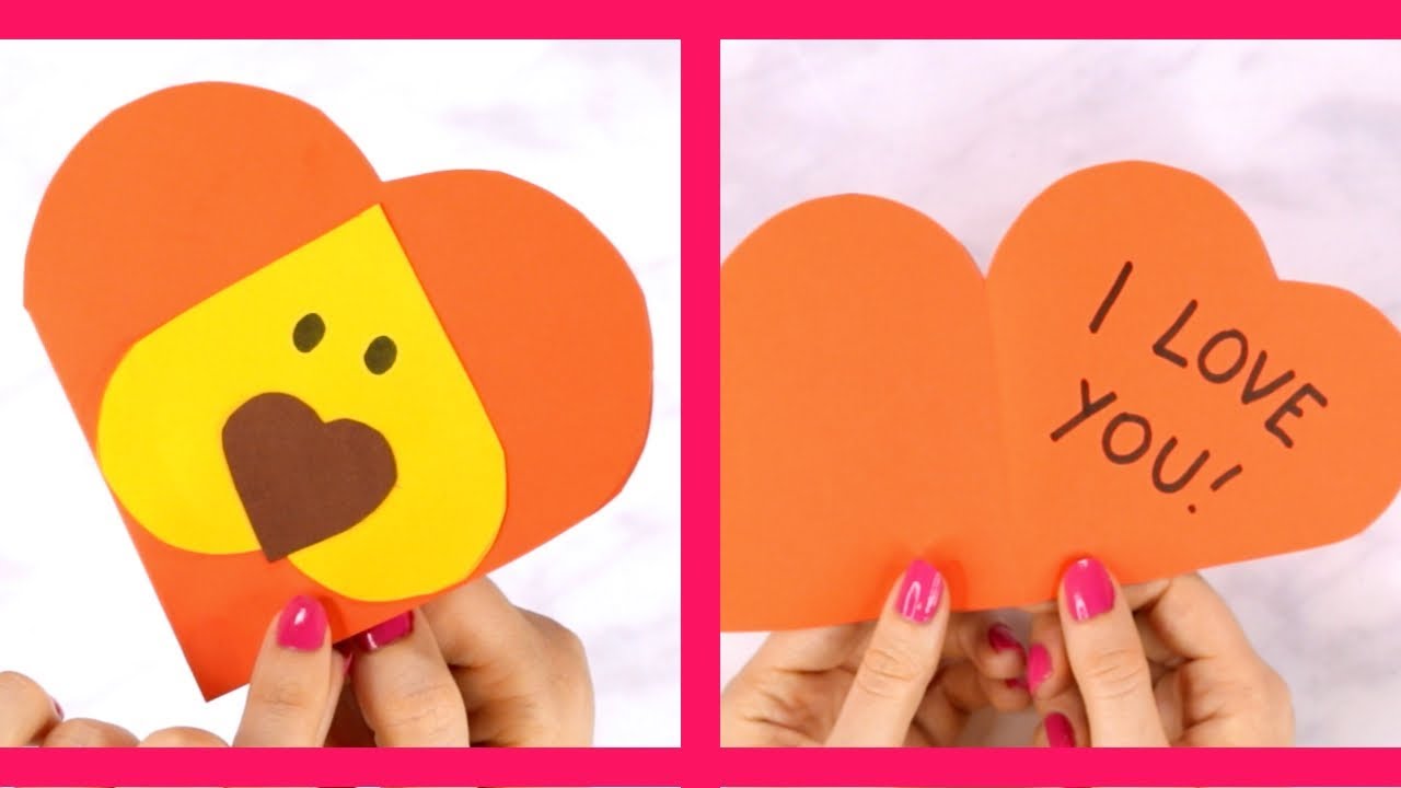 Heart Lion Valentines Day Craft for Kids - YouTube