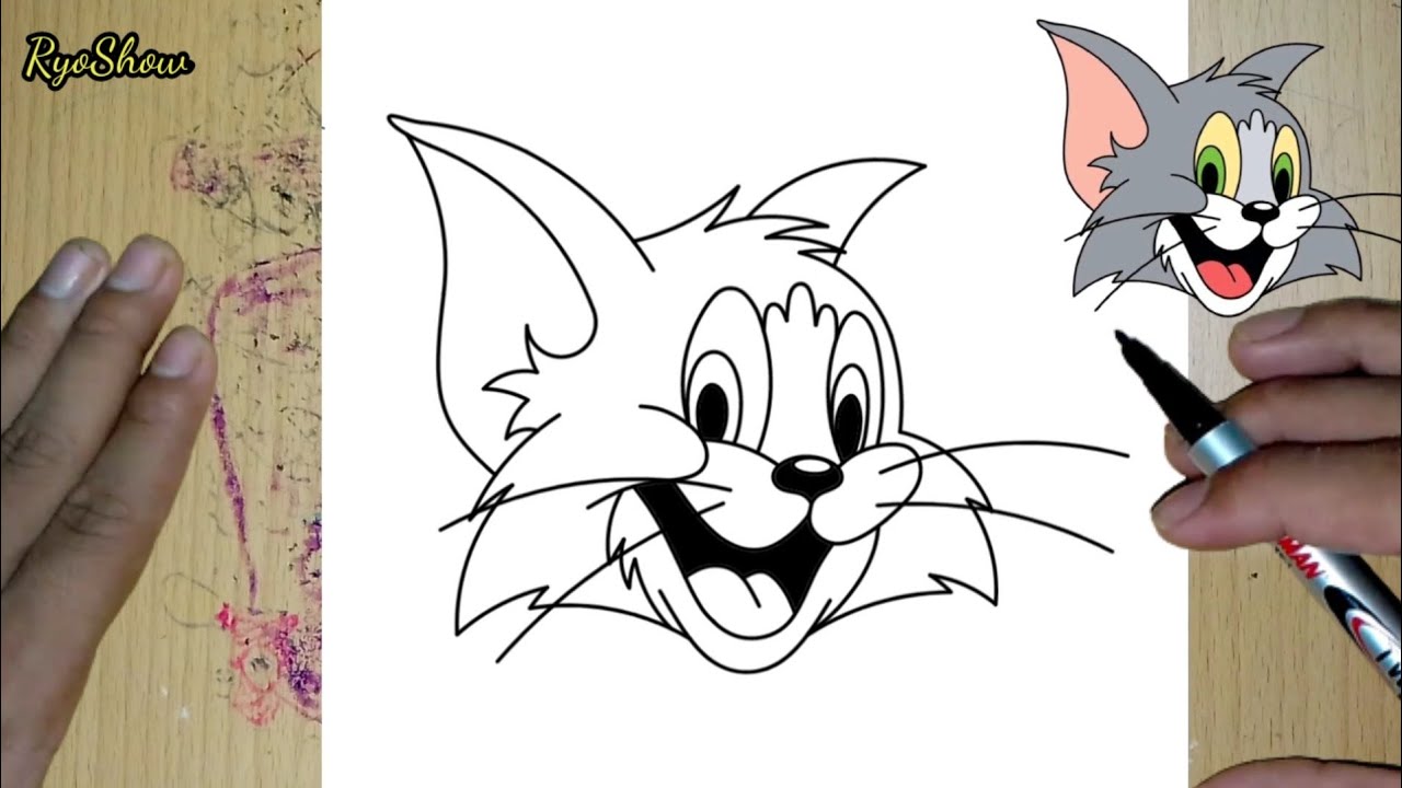 how to draw TOM easy from tom and Jerry - YouTube