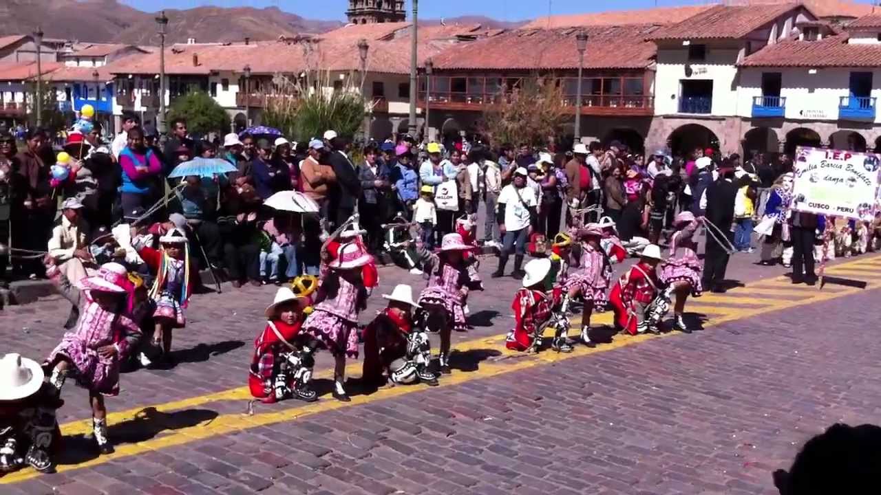 Quechua/Inka children from villages all around Cuzco, Peru dance to ...