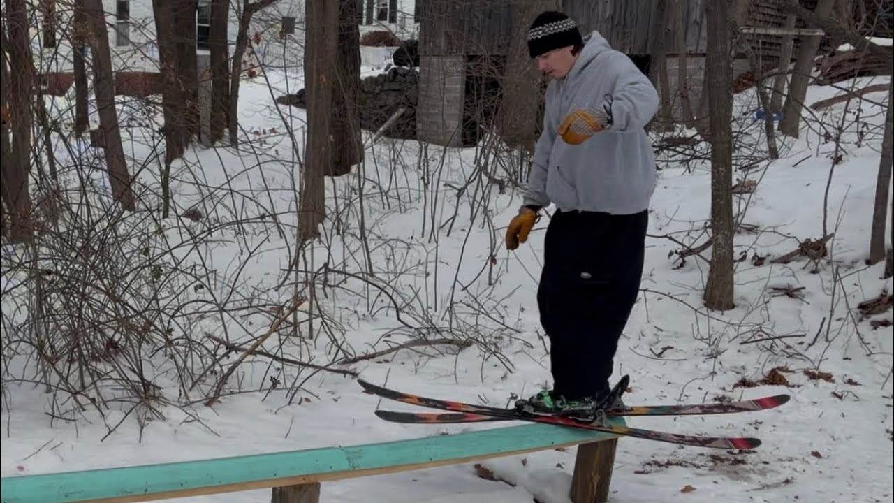 Backyard ski jump and rail. - YouTube