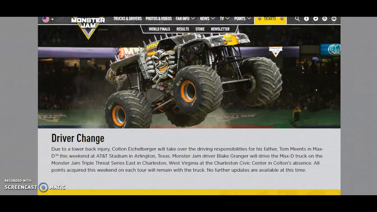 Monster Jam Injury Bug strikes again - YouTube