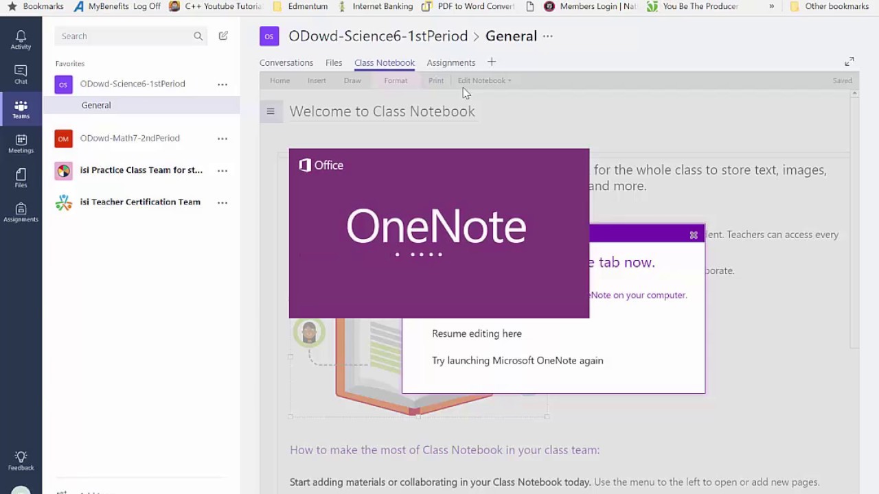 Editing class notebook in OneNote - YouTube