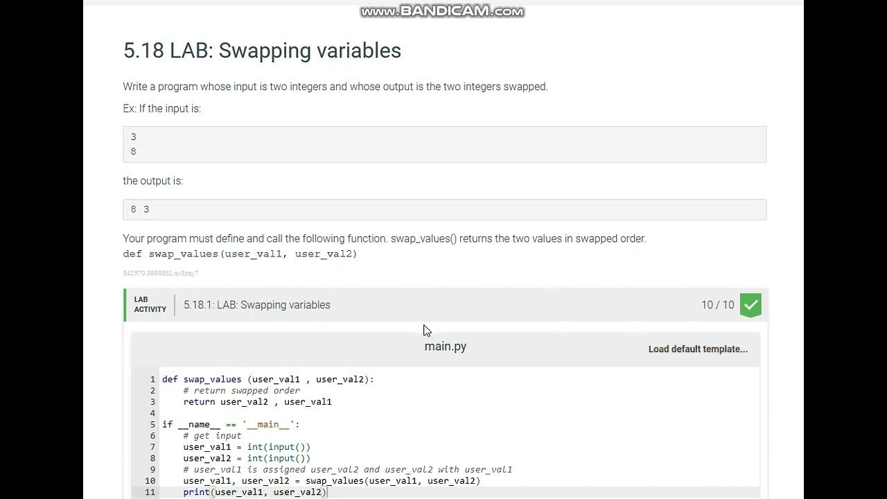 Python Lab Swapping Variables Youtube