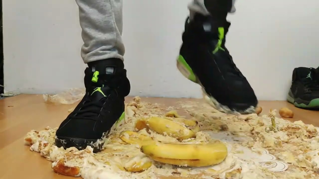 Stomping Cakes & Bananas with Nike Air Jordan Sneakers 2021 - YouTube