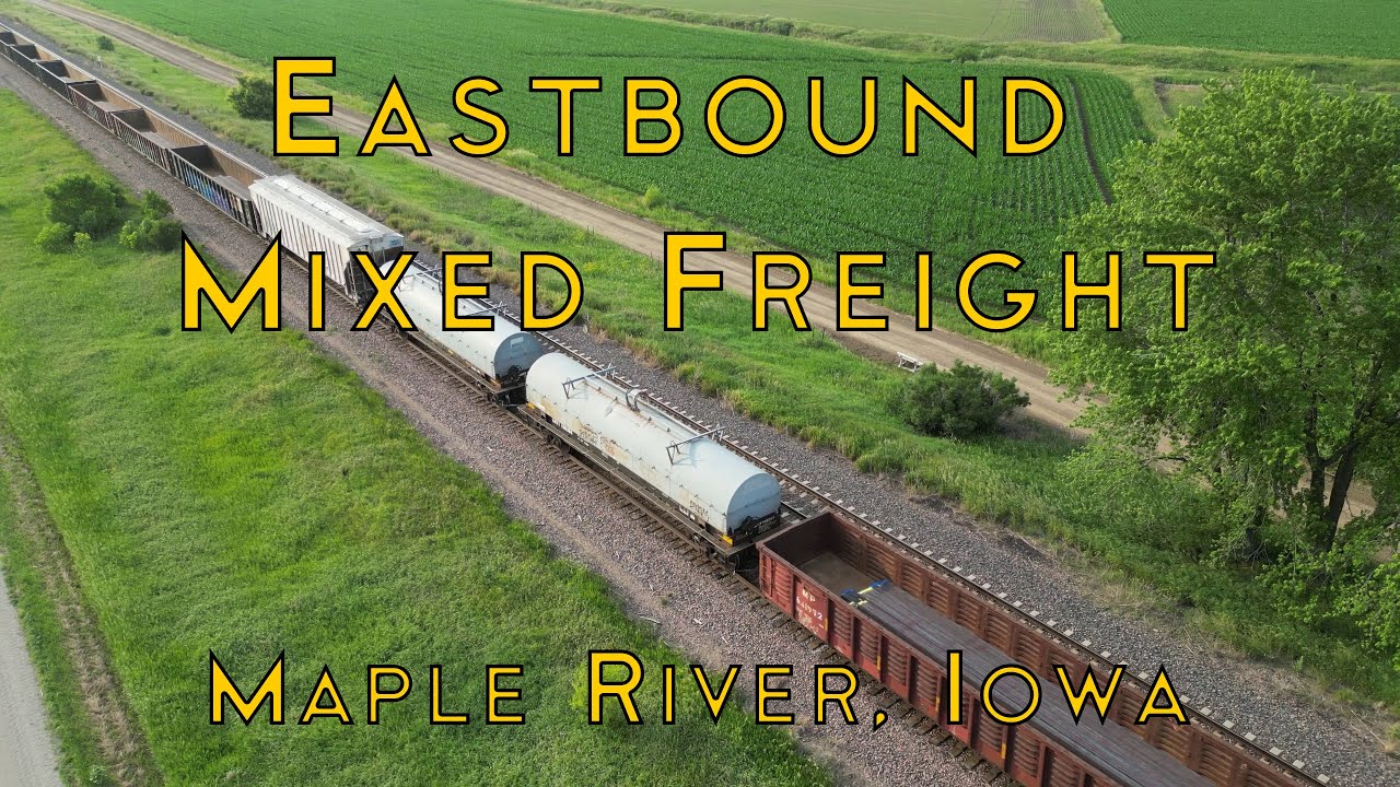 Eastbound Union Pacific Mixed Freight near Maple River, Iowa - YouTube