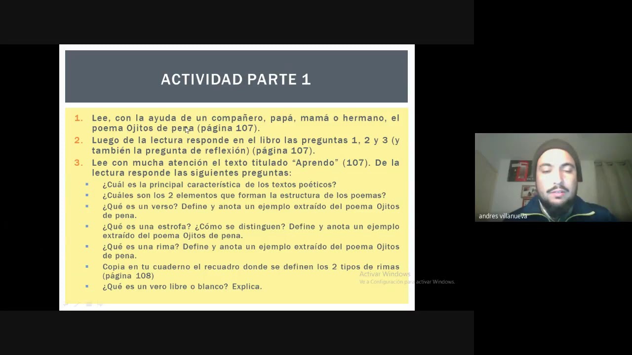 5to Lenguaje Profesor Offermann Unidad II Clase número 37 ELEMENTO ...