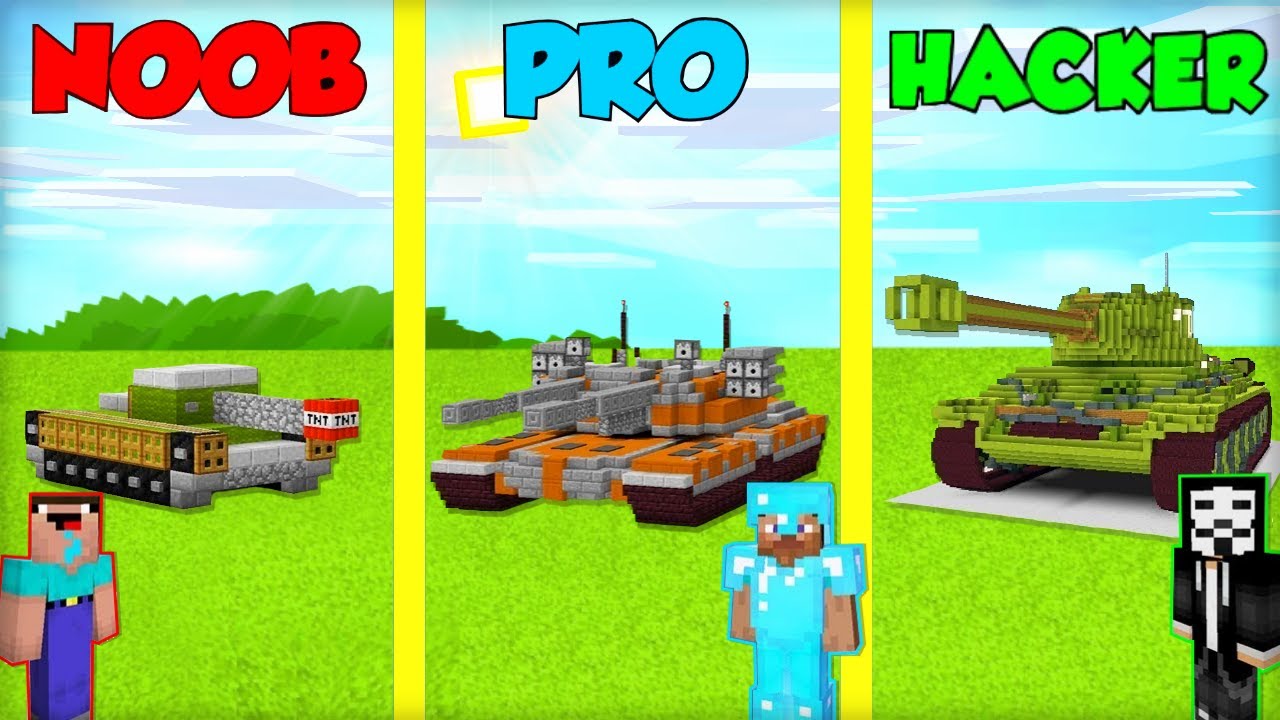 NOOBOVSKY TANK vs. TANK PROFÍKA vs. HACKER TANK! - YouTube