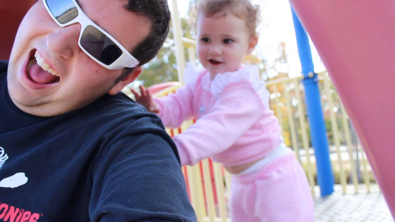 Daughter pushes Daddy Down Slide and Freaks out - YouTube
