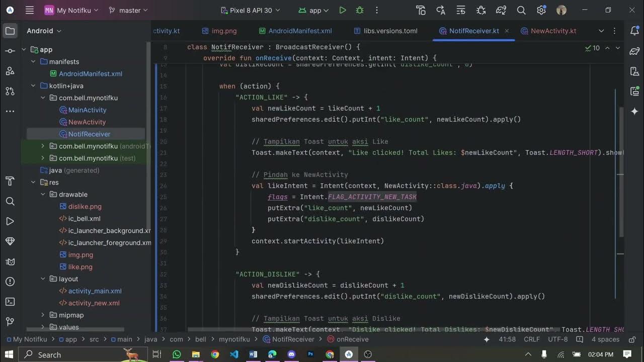 Broadcast Receiver and Notification with Intent App using Kotlin - YouTube