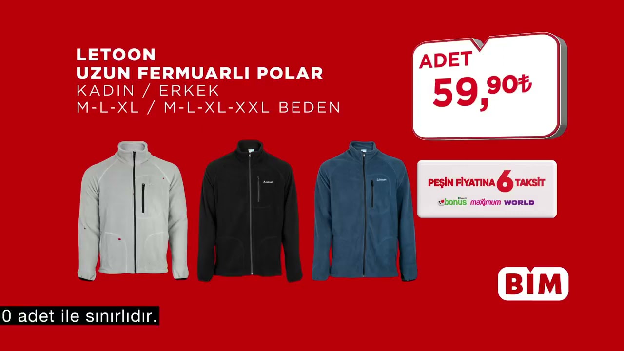 BİM Letoon Uzun Fermuarlı Polar Çeşitleri, İçi Polarlı Mont - YouTube