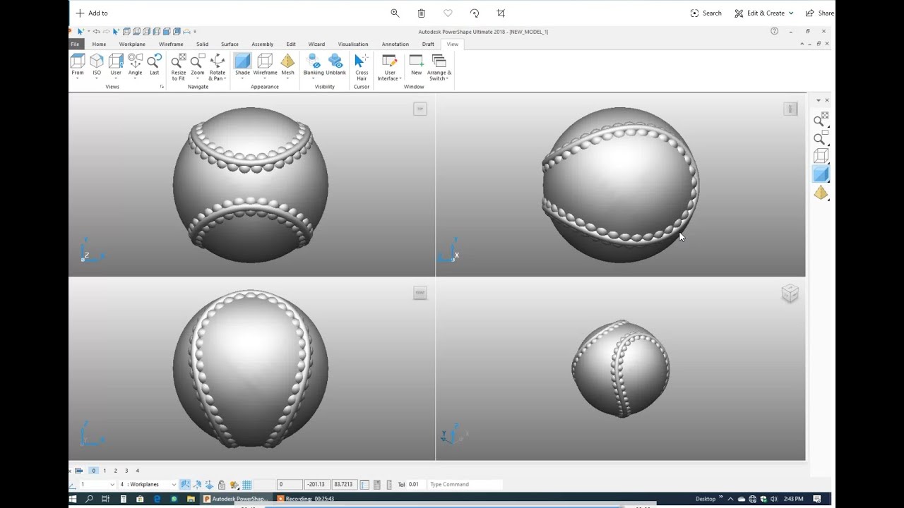 3D ball design / Ball design in PowerShap / Autodesk PowerShap 2018 /3D ...