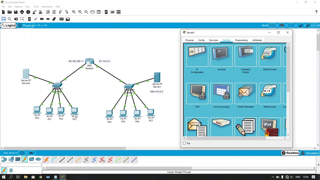 Tutorial Konfigurasi WAN beserta HTTP dan DNS Cisco Packet Tracer - YouTube